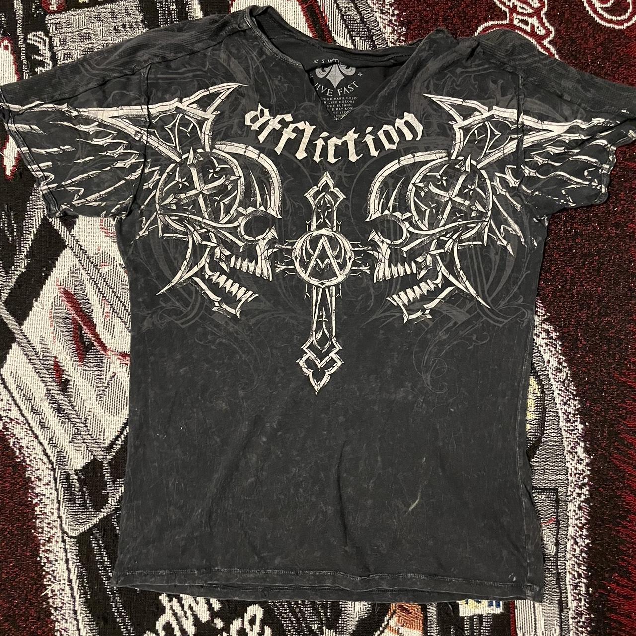 Affliction shirt with crazy graphics lightweight... - Depop