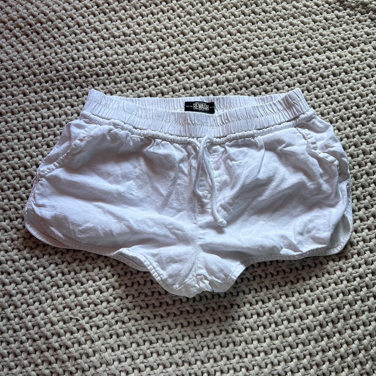 rewash white shorts with elasticated waist - Depop