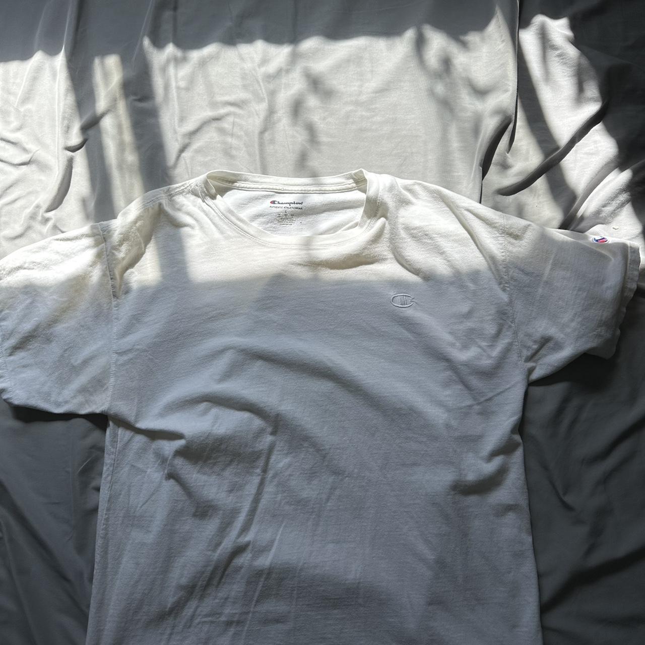 blank champion tee, fits more medium send offers,... - Depop