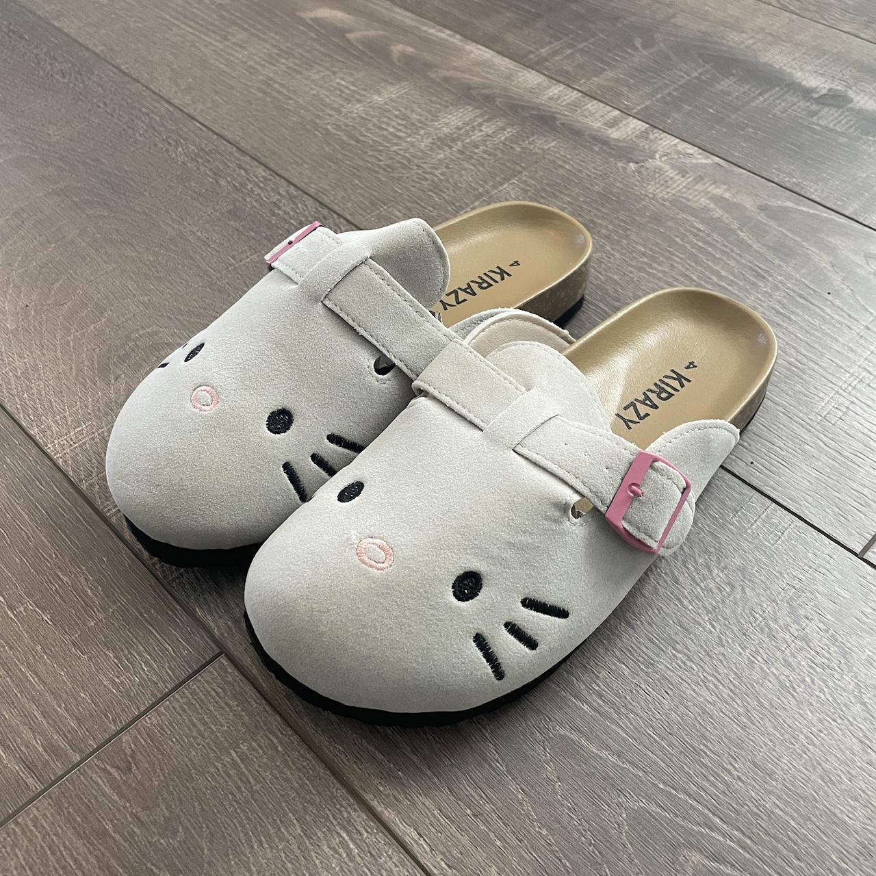 White Pink Hello Kitty Kawaii Birk Clogs Women’s 8... | Depop
