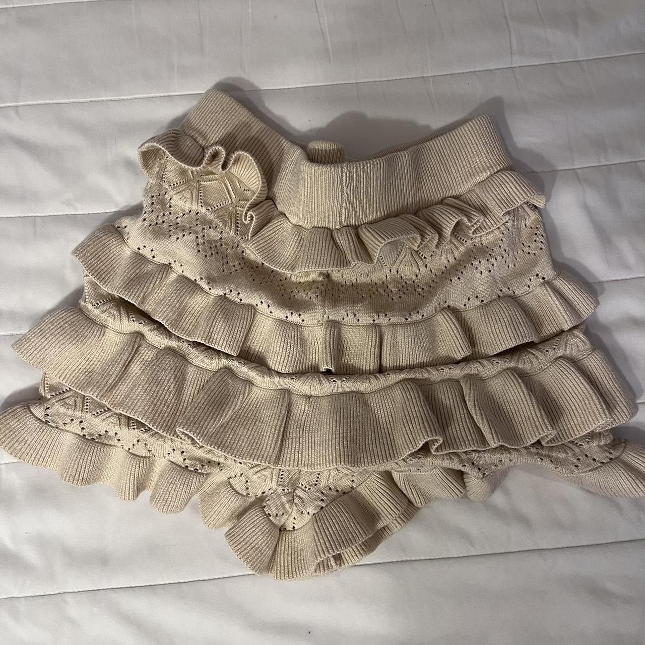 cutest cream knit ruffle shorts from amazon too big... - Depop