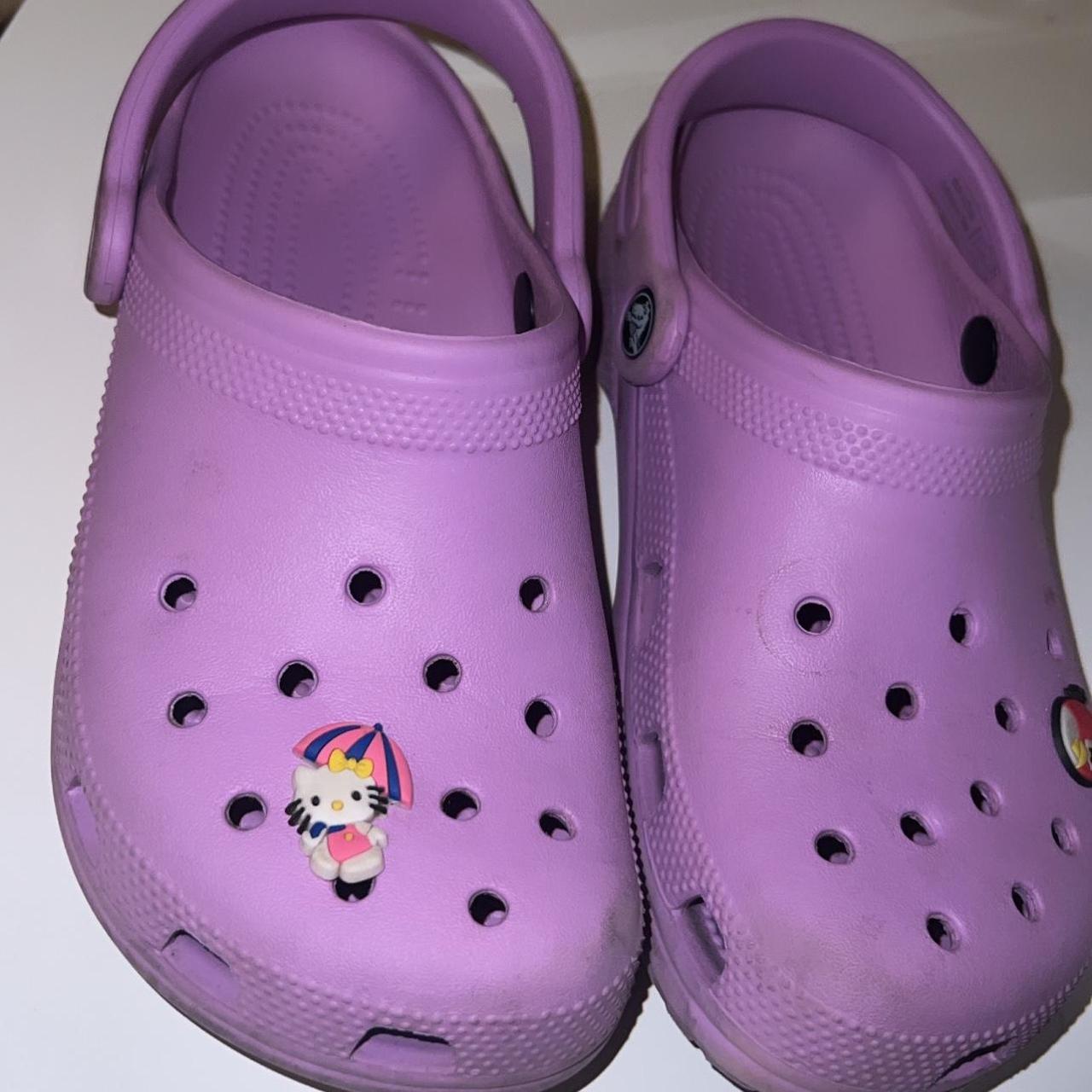 purple crocs!! size 5 men, 7 women great condition... - Depop