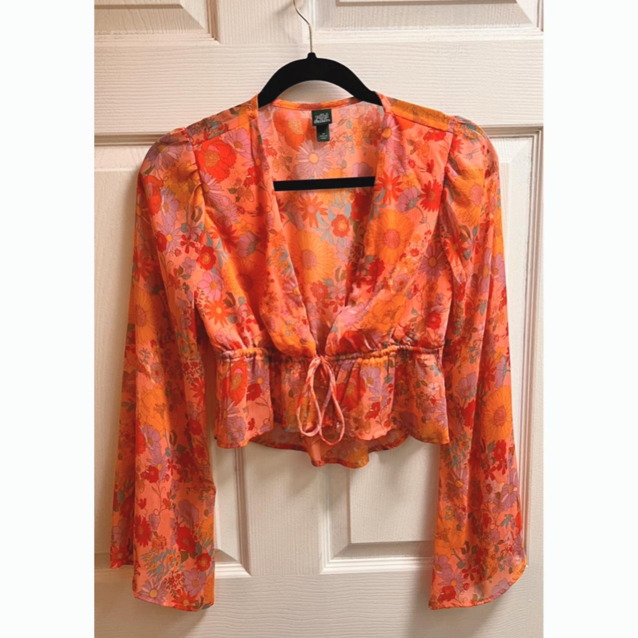 sheer groovy top with bell sleeves like new, never... - Depop