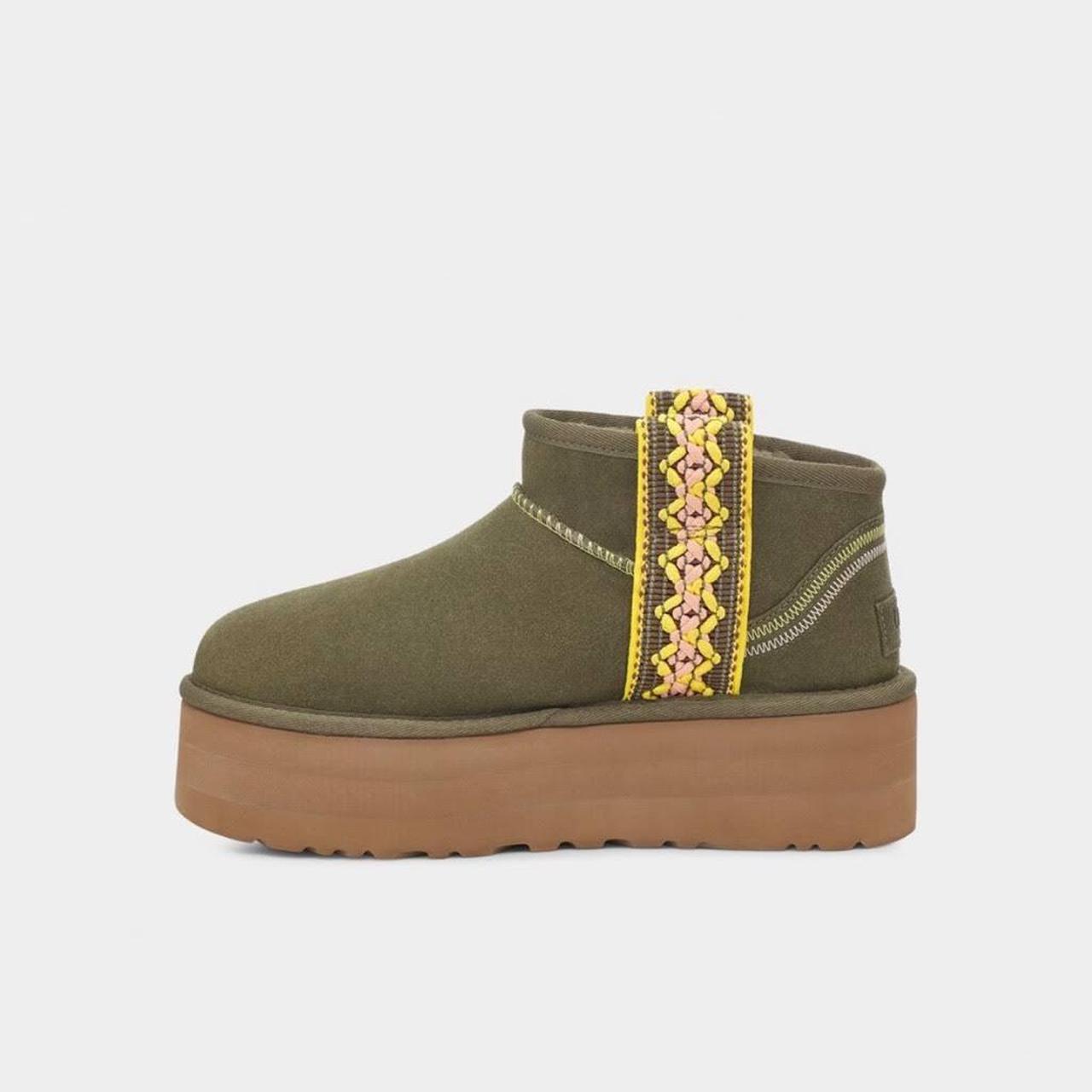 UGG Classic Ultra Mini Braid Platform Boots in Olive... - Depop
