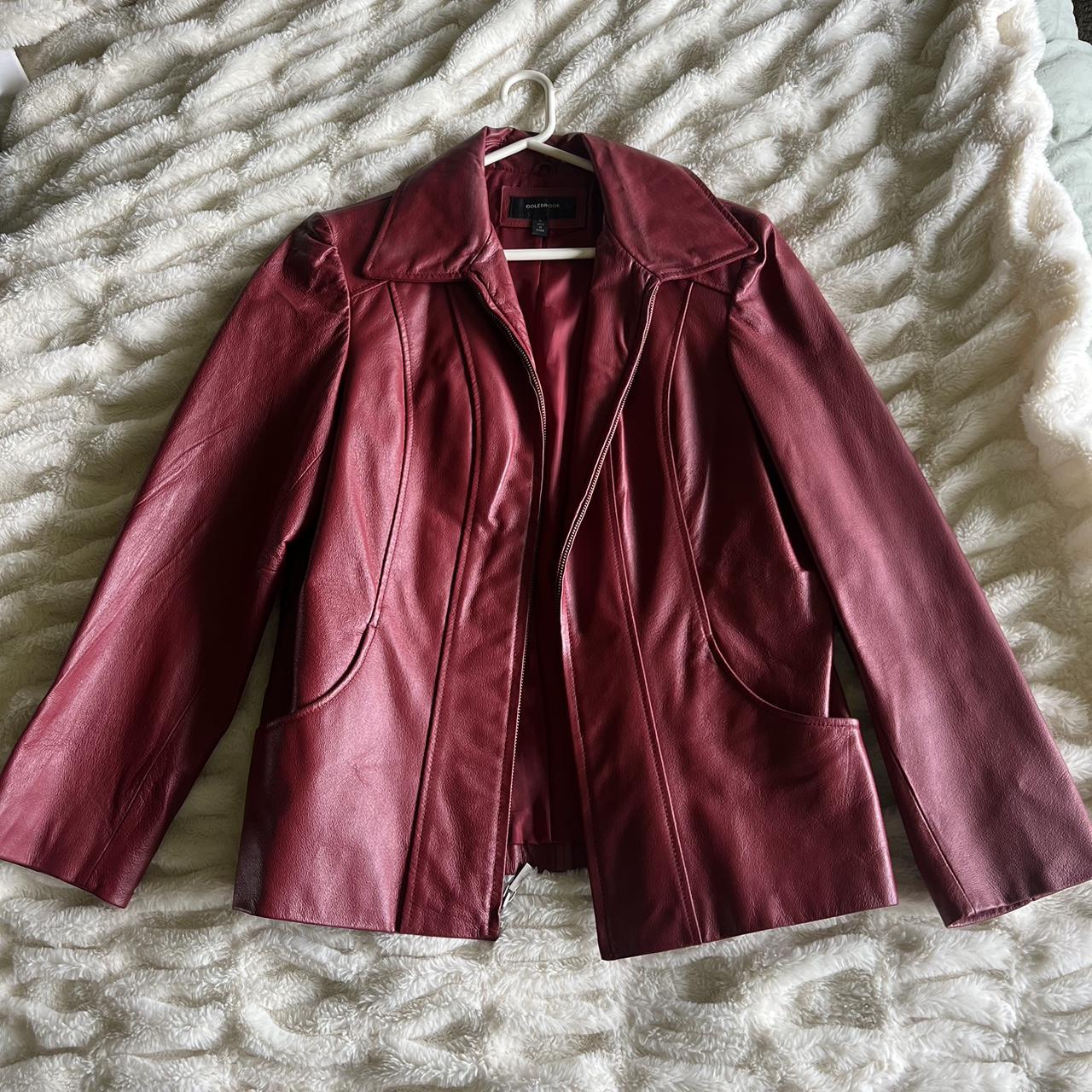 Perfect condition red real leather jacket Size:... - Depop
