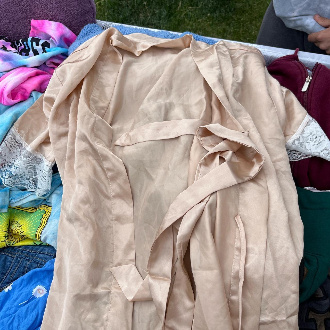 Rose gold satin thin robe - Depop
