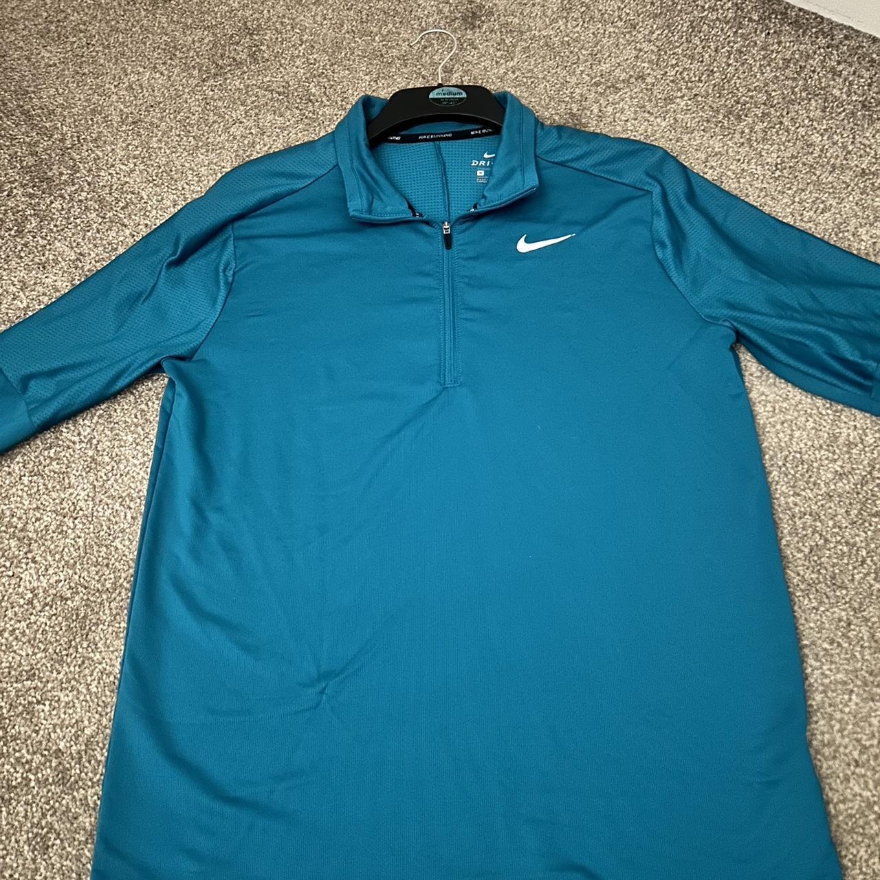 Nike half zip Nike quarter zip Nike running Teal... - Depop