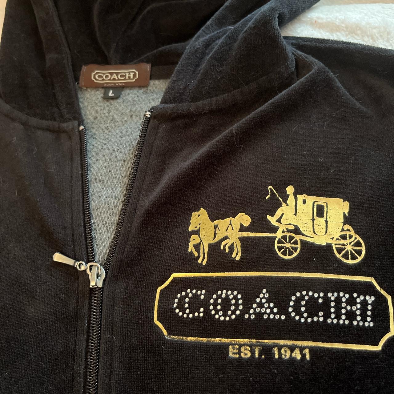 Coach Women's Black and Gold Hoodie | Depop