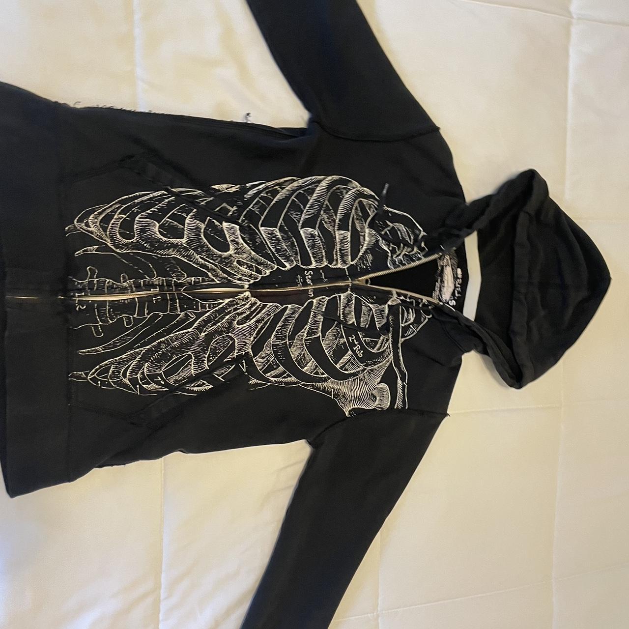 Skeleton rib cage zip up hoodie Men’s small Nice... - Depop