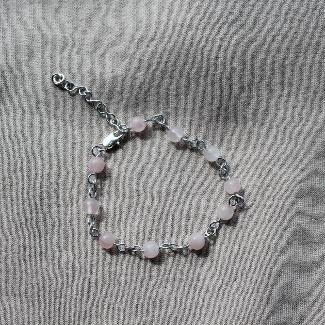 Rose quartz silver bracelet! Can be adjusted to many... - Depop