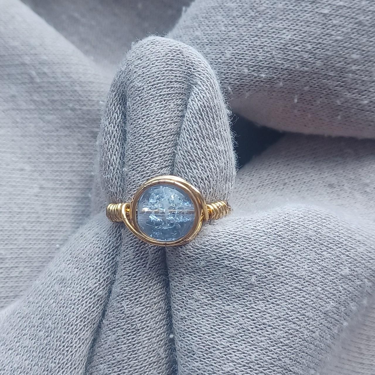 Light blue gold wire wrapped ring! Size- N... - Depop