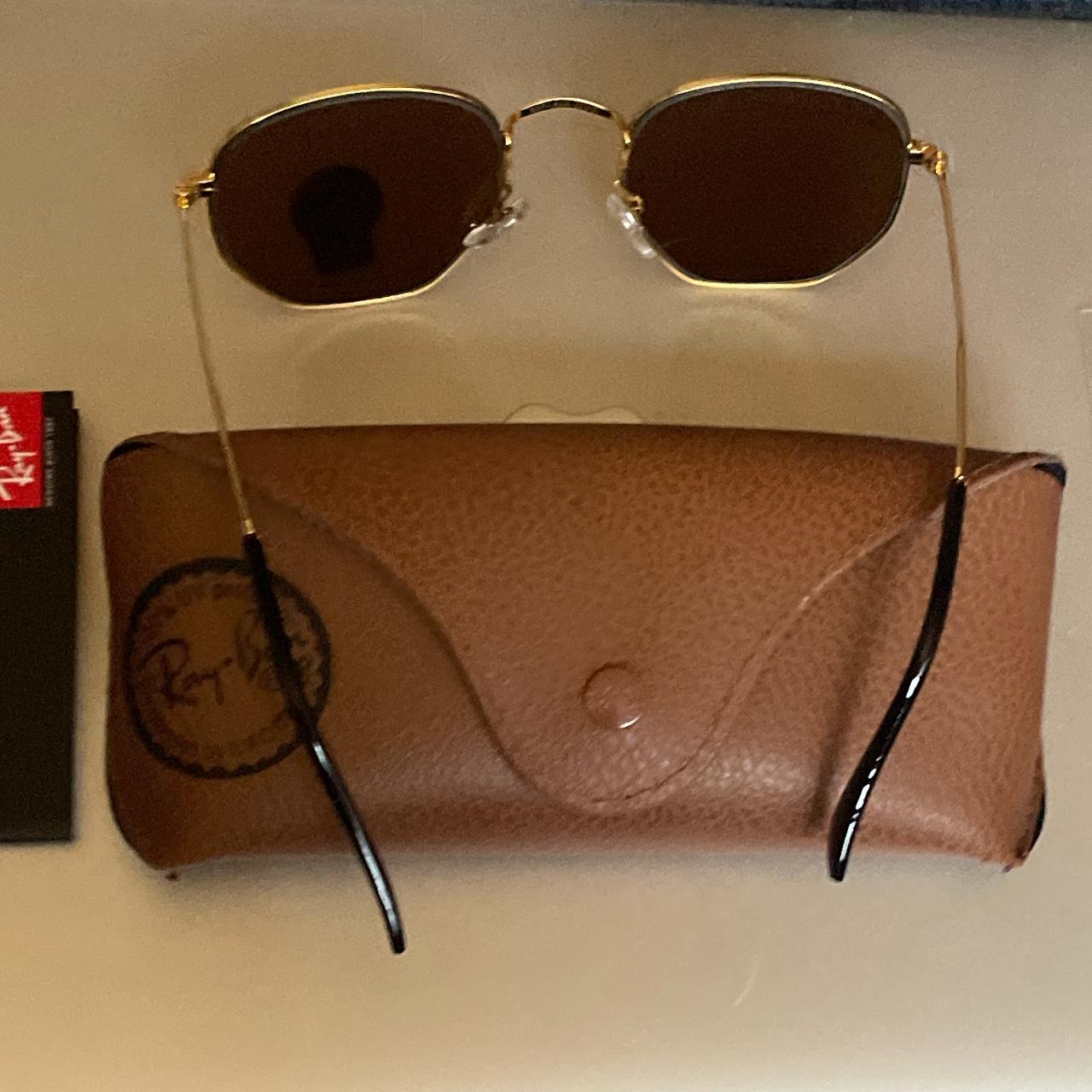 Ray-Ban HEXAGONAL, classics, in GOLD with brown... - Depop