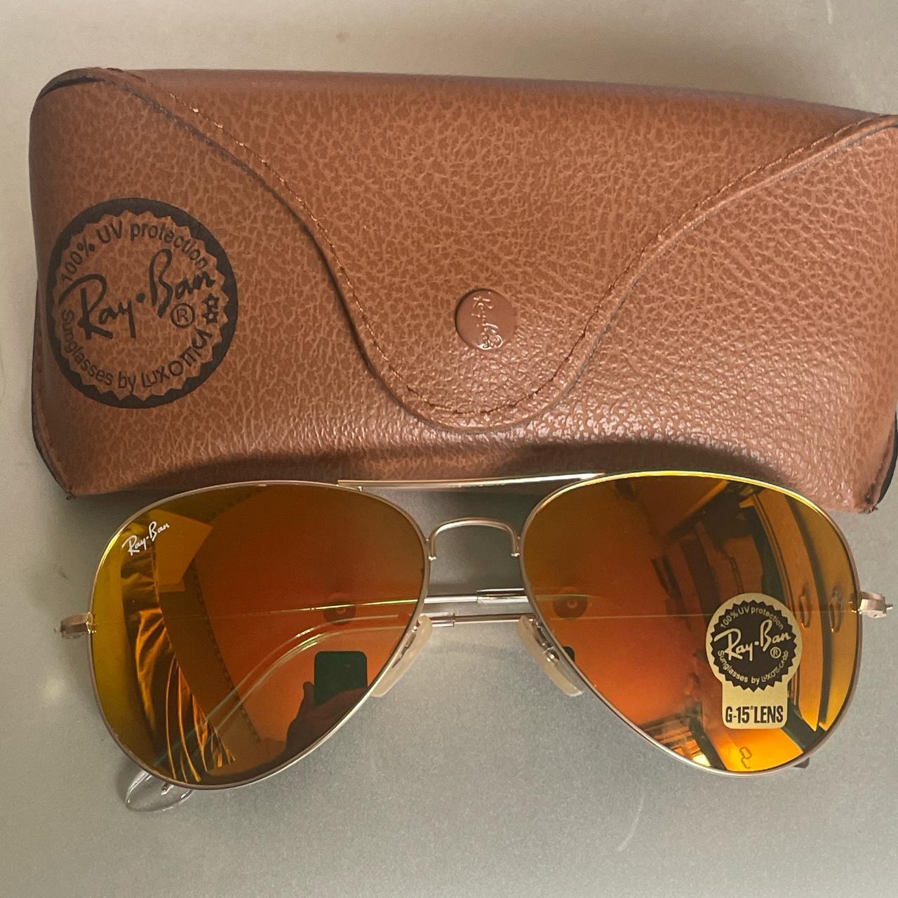 Ray-Ban AVIATORS, classics. GOLD (orange mirrored... - Depop