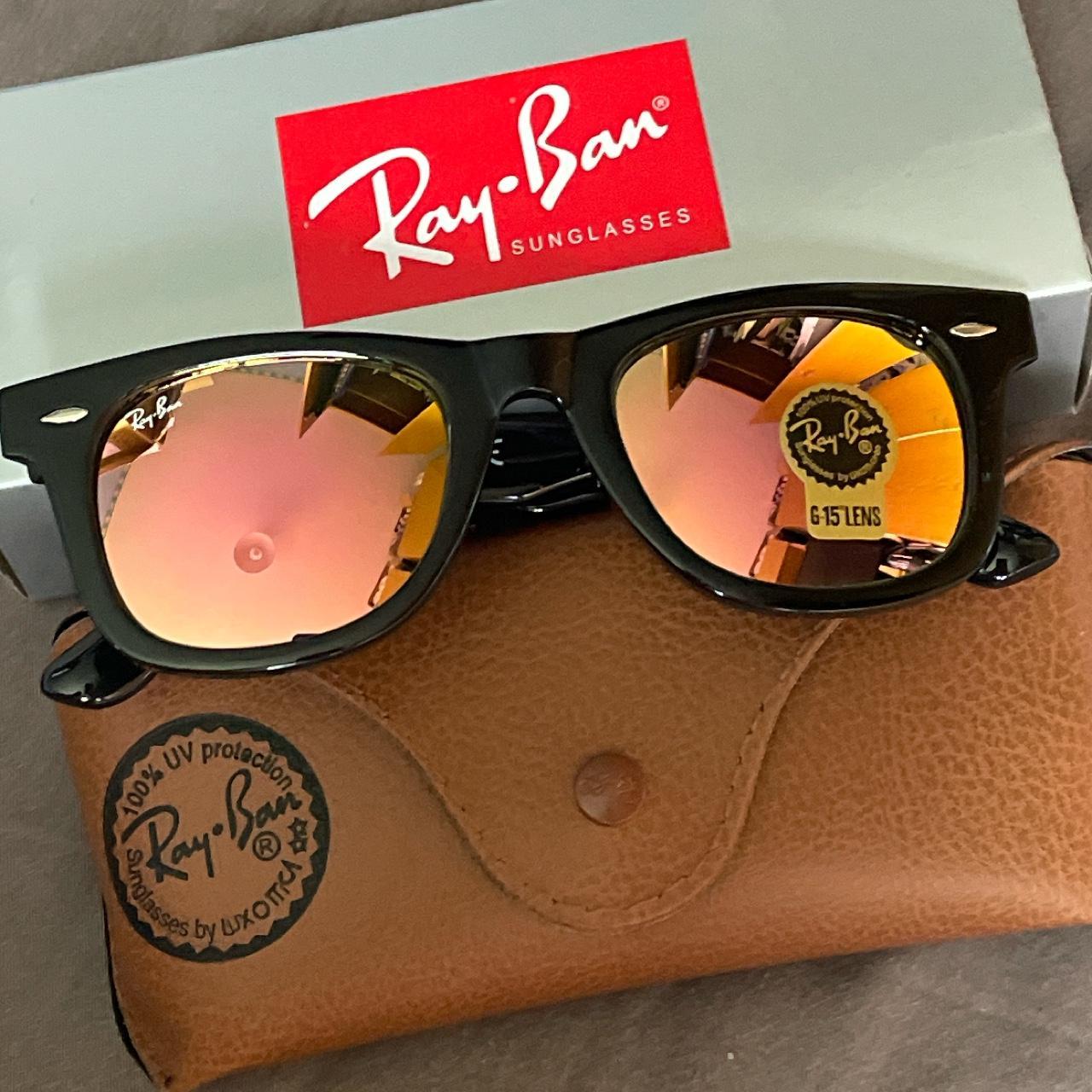 RAY-BAN WAYFARER CLASSIC BLACK - bronze mirrored... - Depop