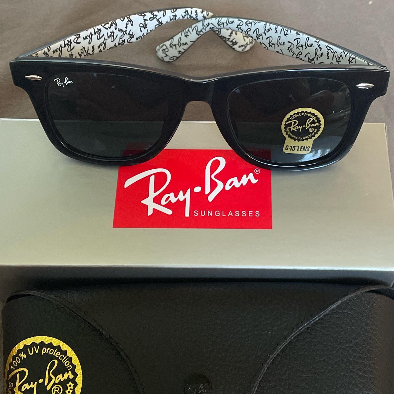 RAY-BAN WAYFARER CLASSIC (RB2140) BLACK (GRAFFITI... - Depop