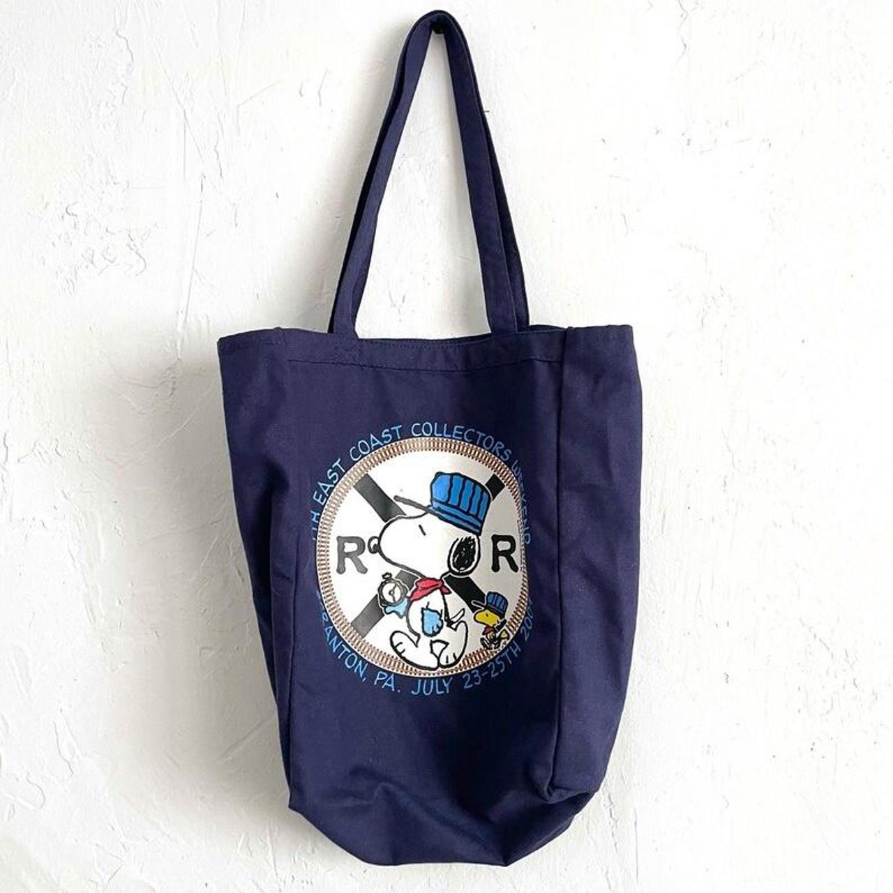 Vintage Y2k Navy Blue Snoopy Train Conductor Tote... - Depop
