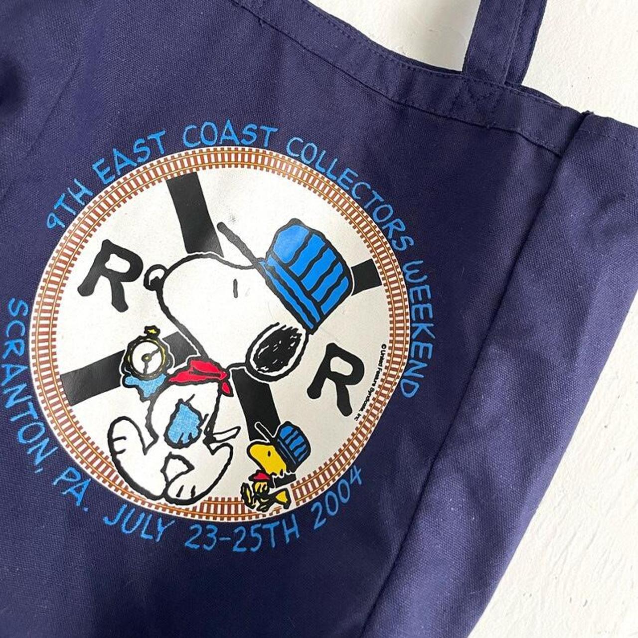 Vintage Y2k Navy Blue Snoopy Train Conductor Tote... - Depop
