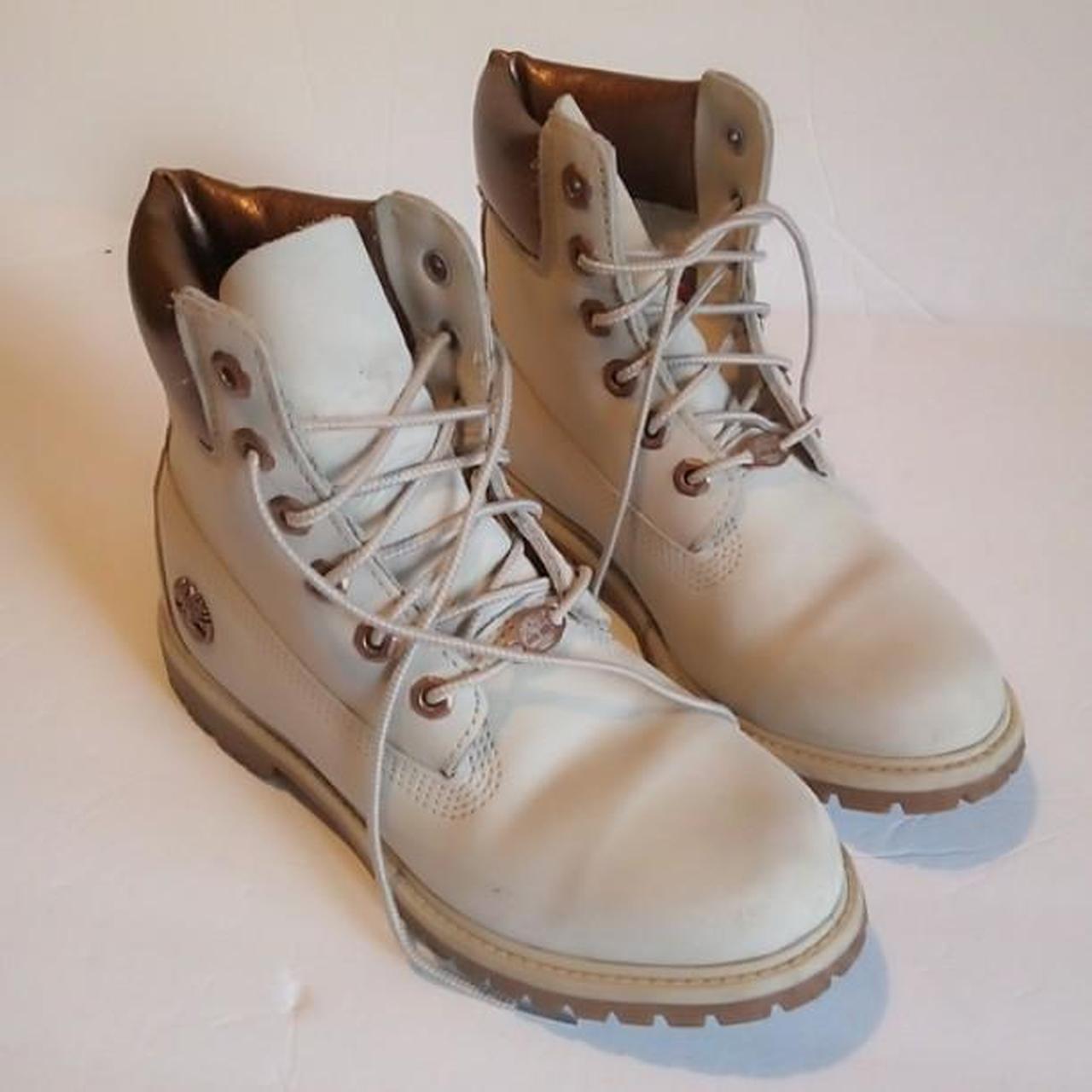 Timberland cream with gold/bronze detail, limited... - Depop