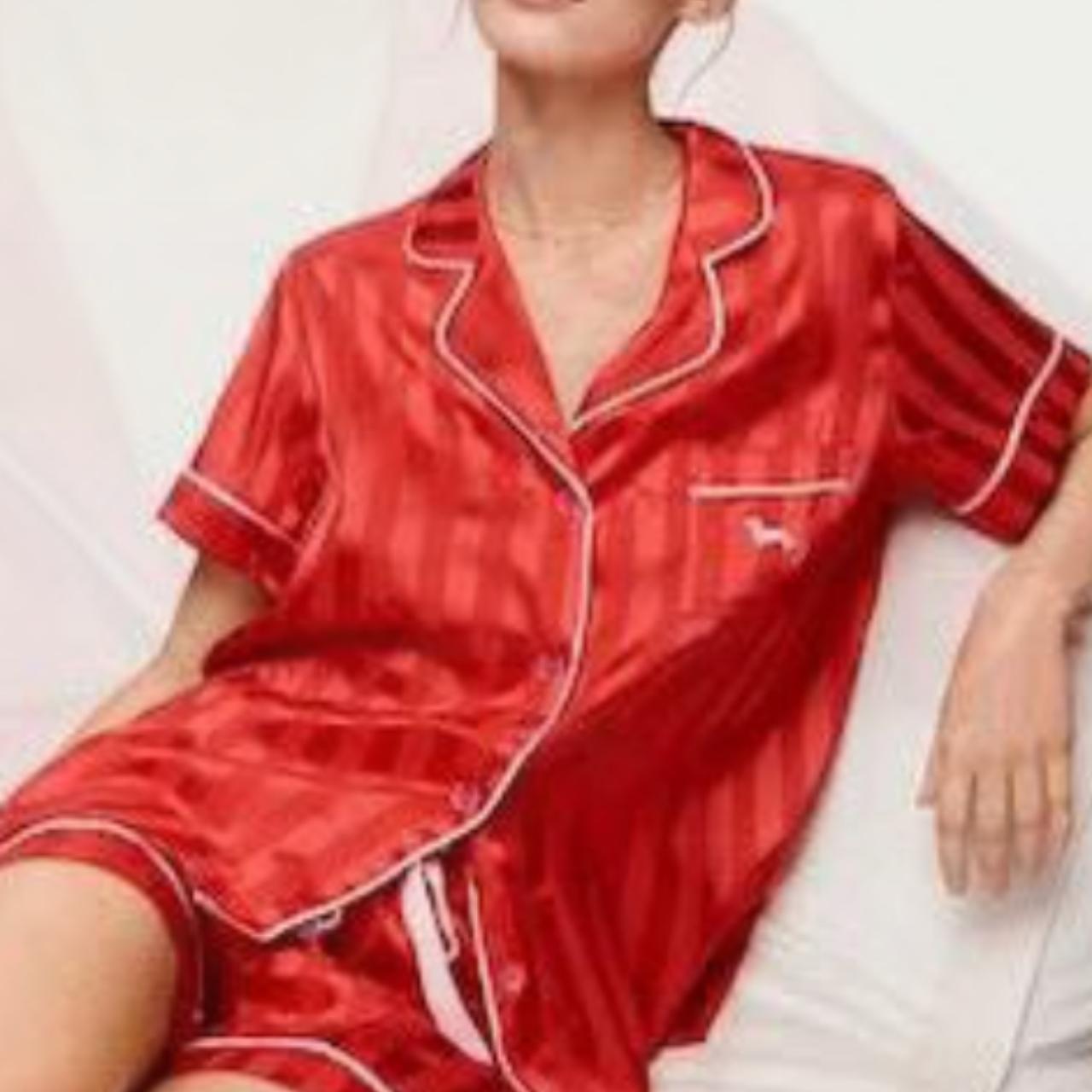 red peter alexander satin pjs size s been worn but... - Depop