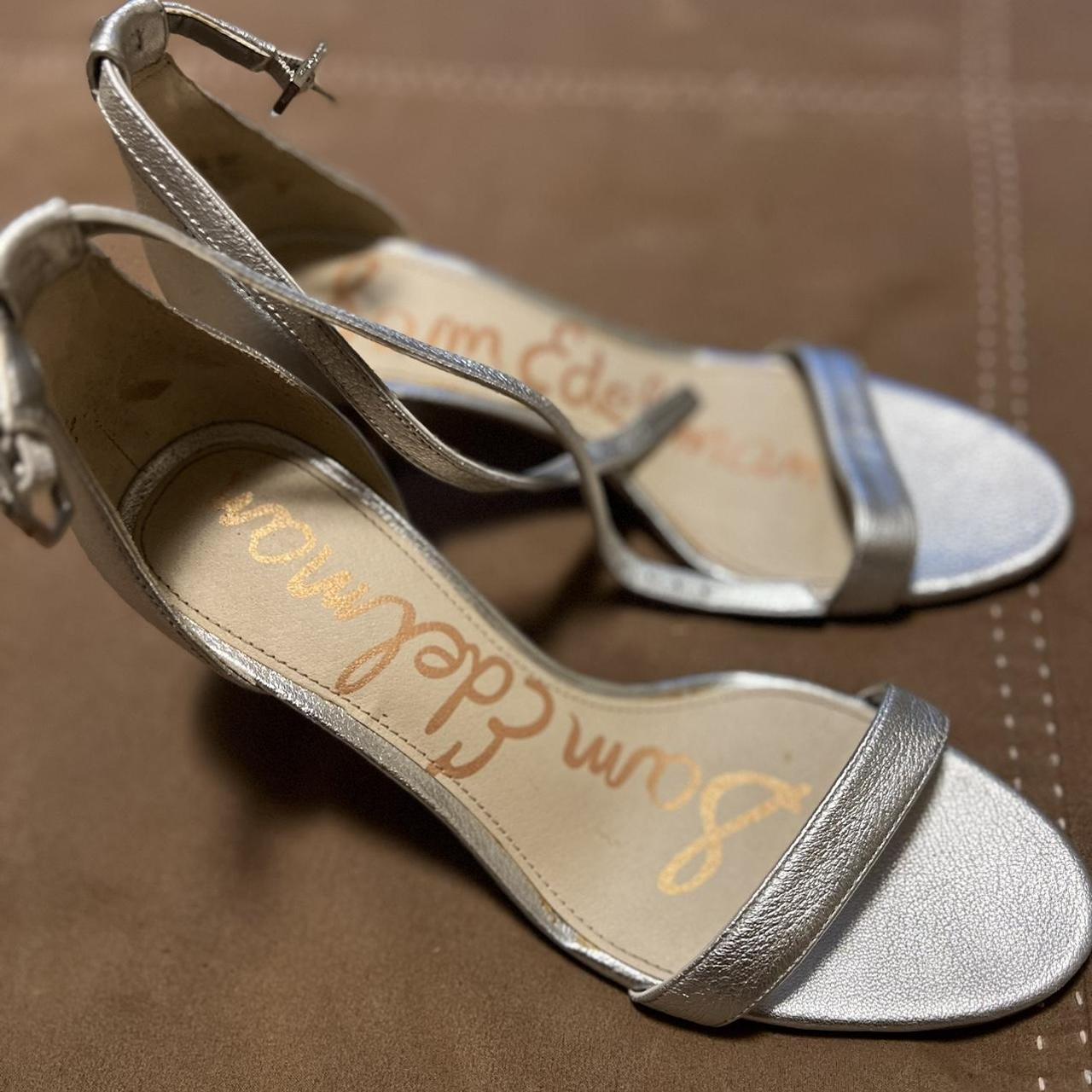 sam edelman silver heels! worn once! #silver... - Depop