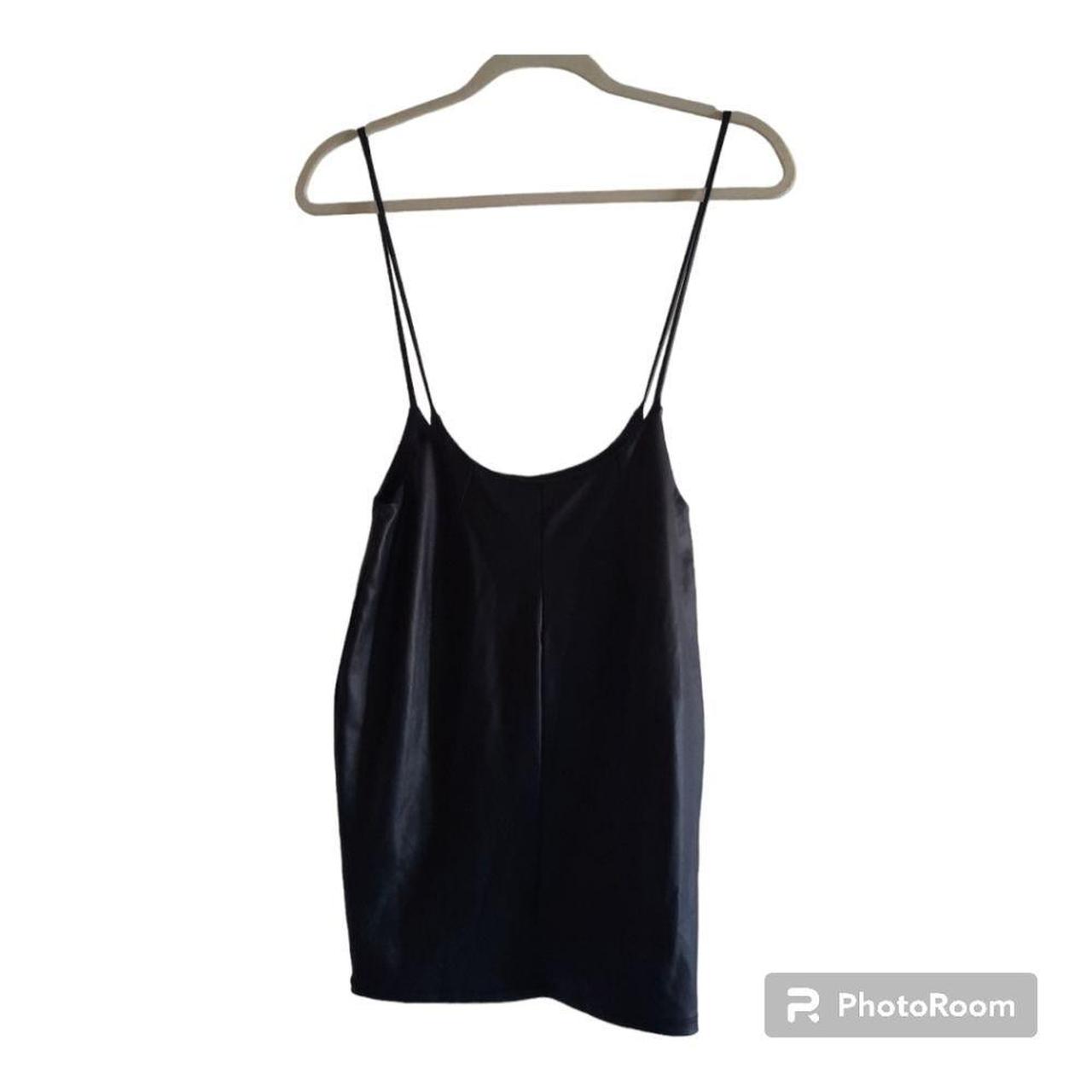 Windsor Vegan Faux Leather Tank Top Black spaghetti... - Depop