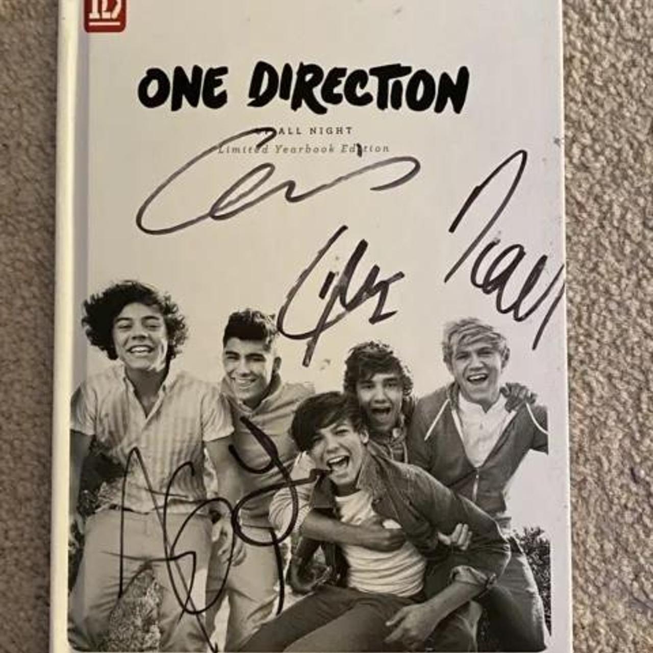 singed one direction limited edition yearbook, open... - Depop