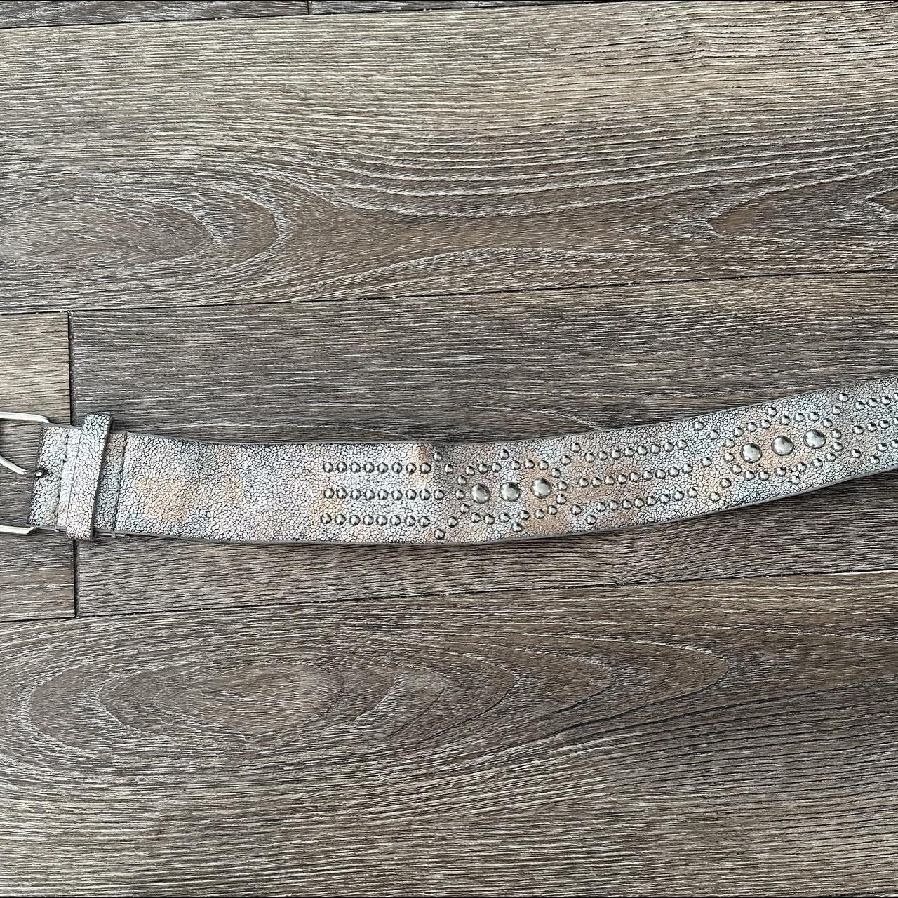 vintage metallic studded chunky silver belt—-very... - Depop