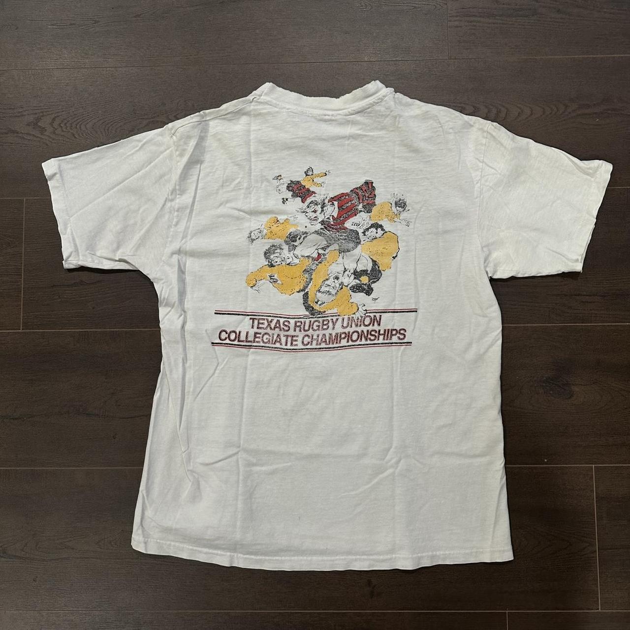 vintage 80s texas tech rugby tshirt size: large p2p... | Depop