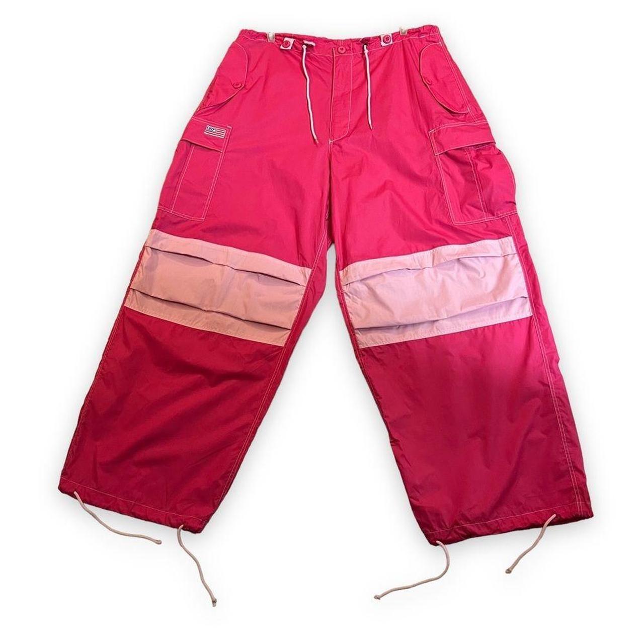 UFO parachute raver pants size Large in hot pink.... - Depop