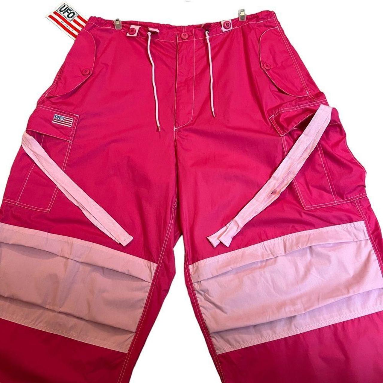 UFO parachute raver pants size Large in hot pink.... - Depop