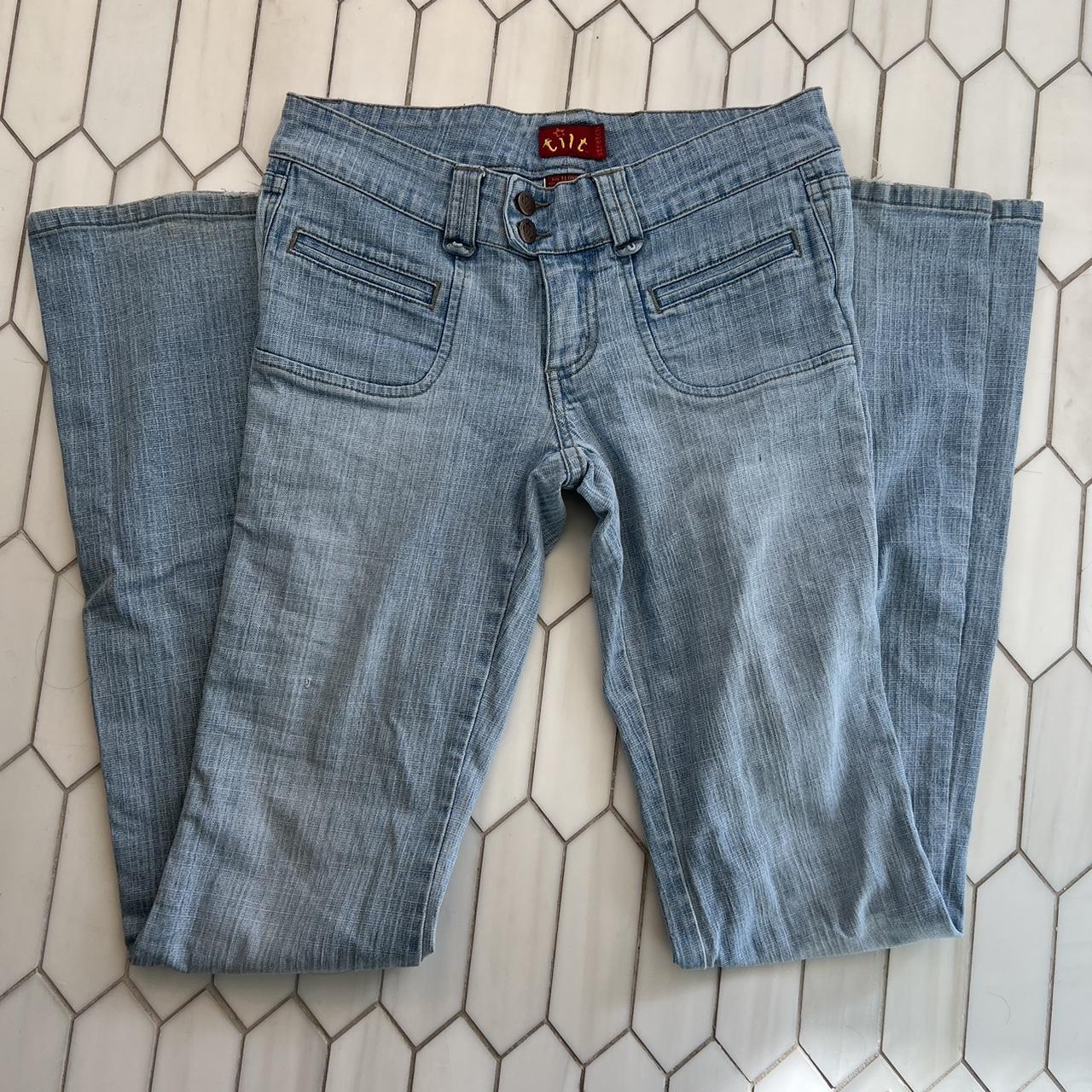 Light blue bootcut/flare low rise jeans. Front... - Depop