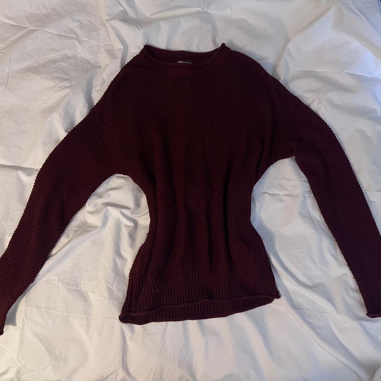 dark red/maroon knit sweater size M on tag. Personal... - Depop