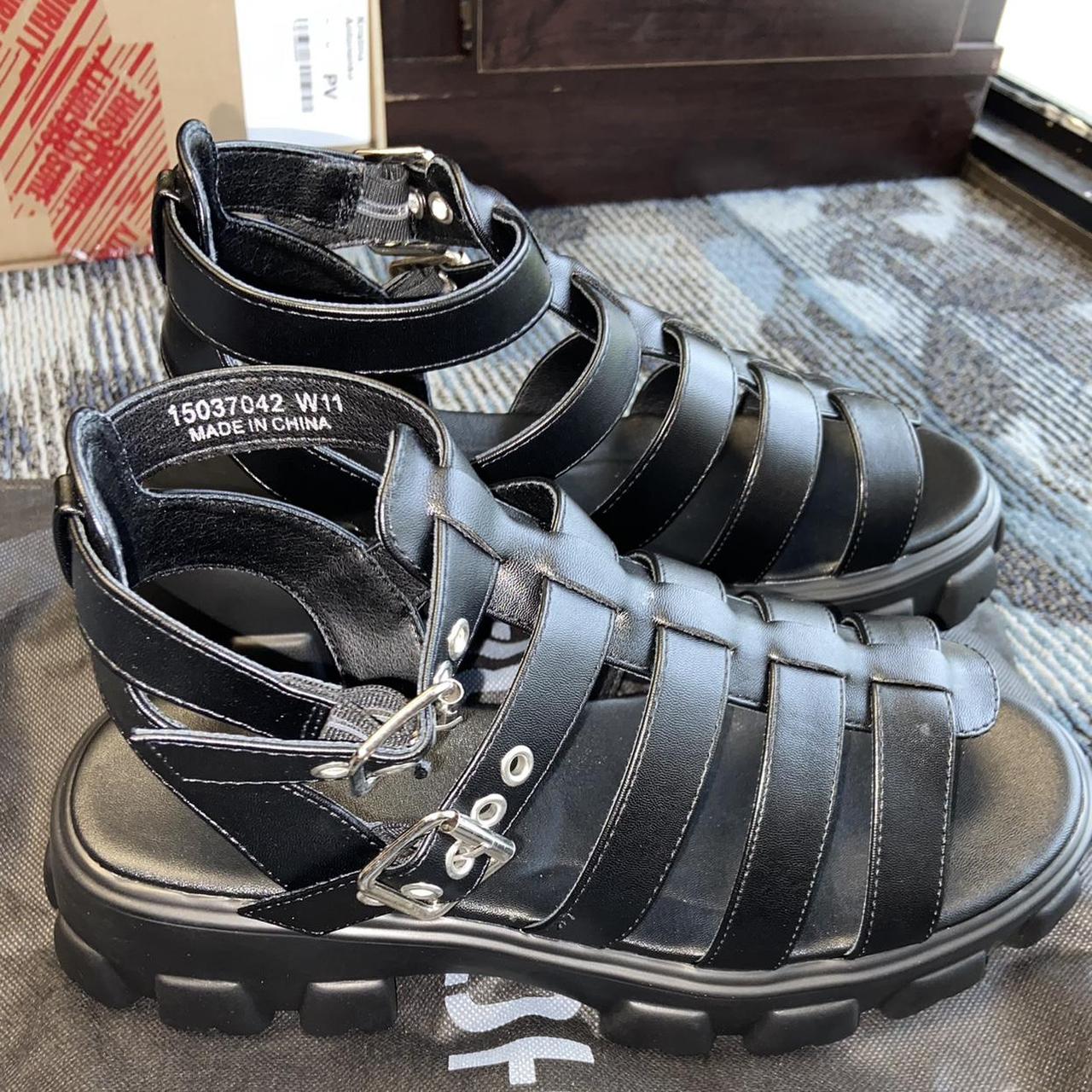 Black Strappy Chunky Sandals Come in black and... - Depop