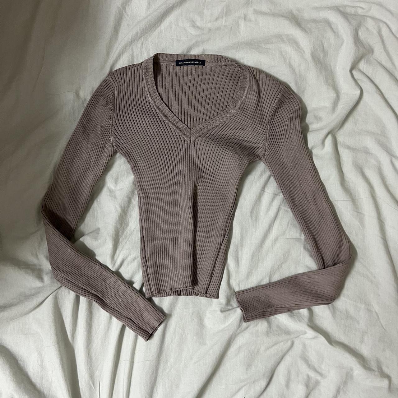 Brandy Melville v-neck Milena Sweater —> barely worn... - Depop