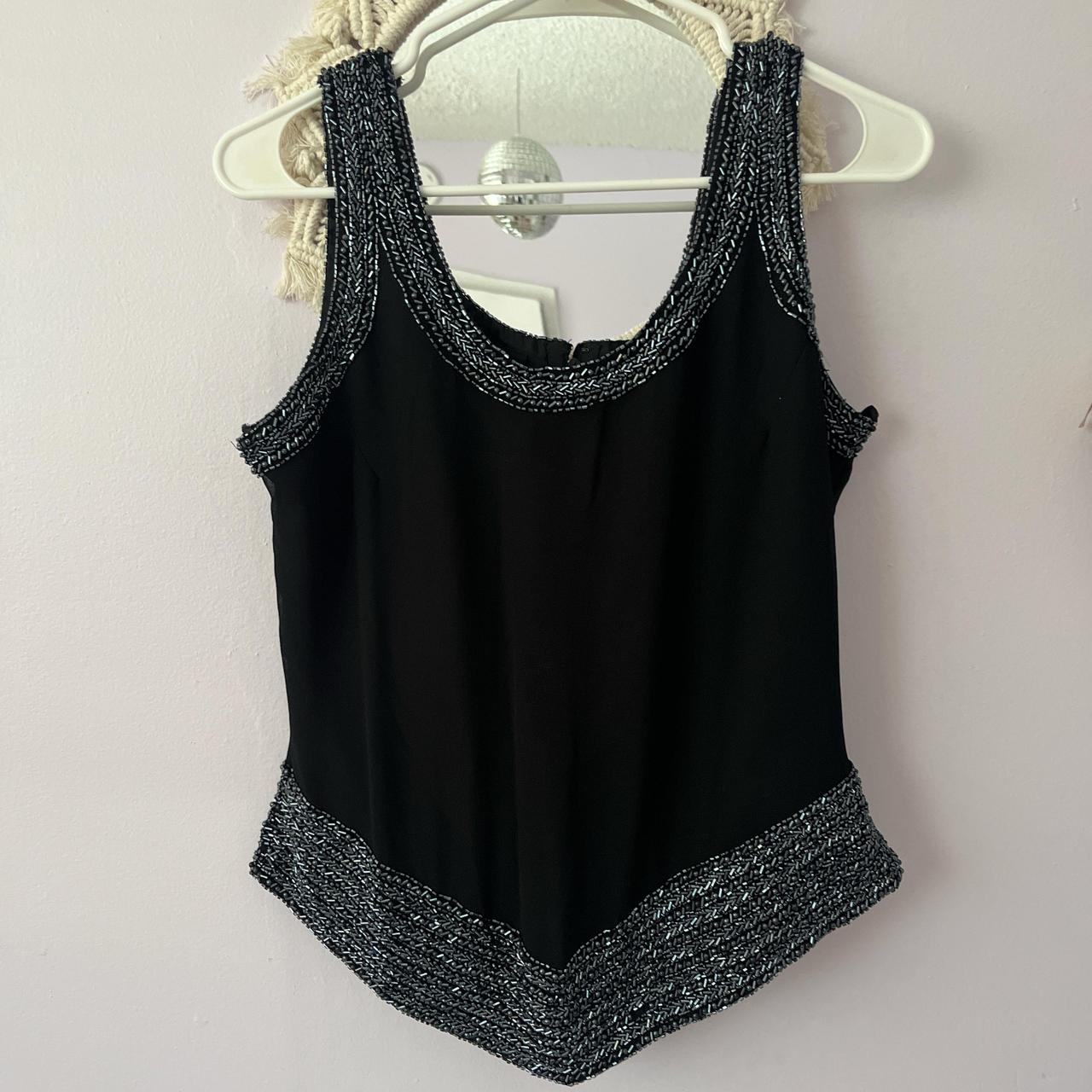 Beautiful Beaded Black and Silver Top. This top is... | Depop