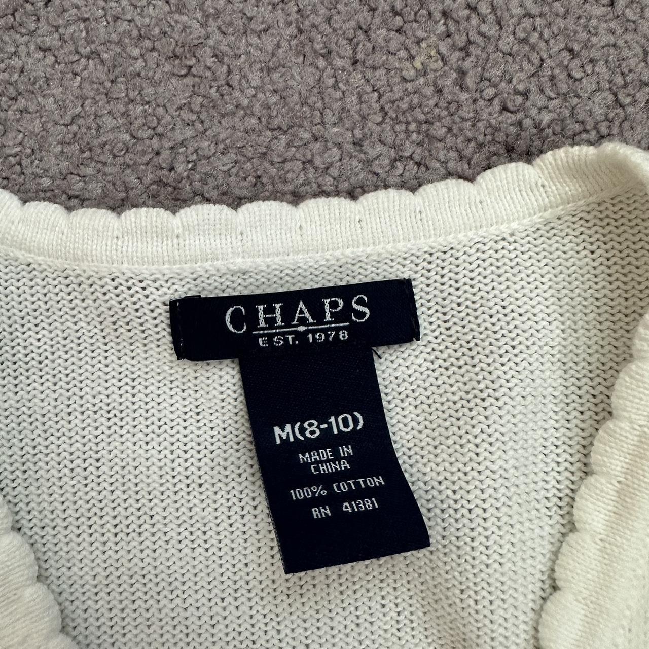 Chaps brand white sweater with neckline clasp and... - Depop