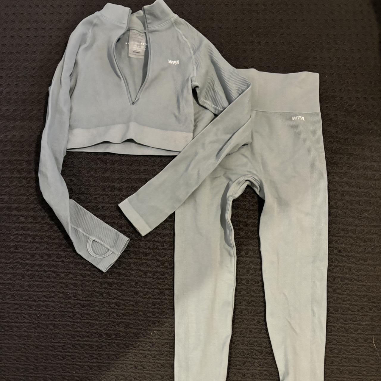 White fox active light blue set - leggings and crop... - Depop
