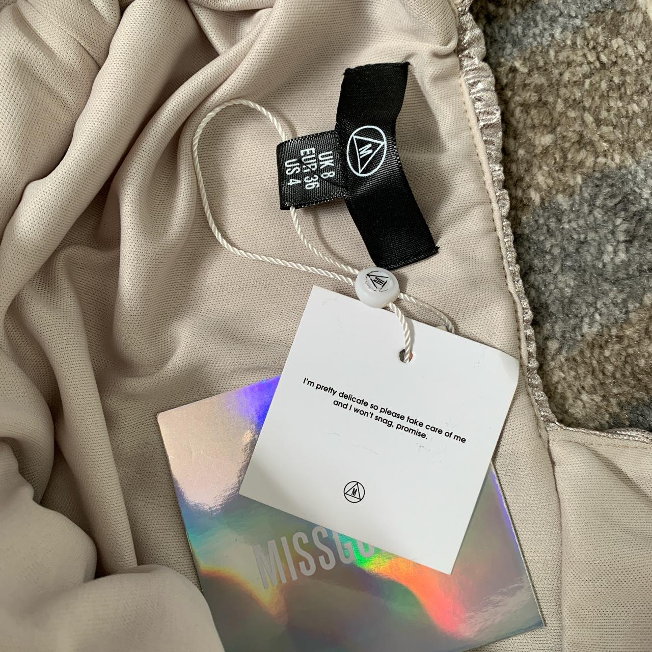 Missguided metallic pleated silver dress, size 8,... - Depop