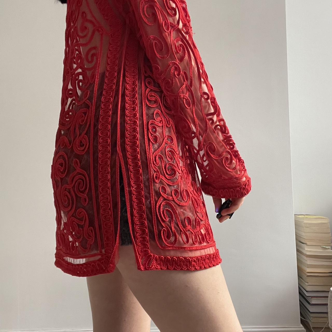 **SOLD** Incredible sheer red lace cardigan with... - Depop