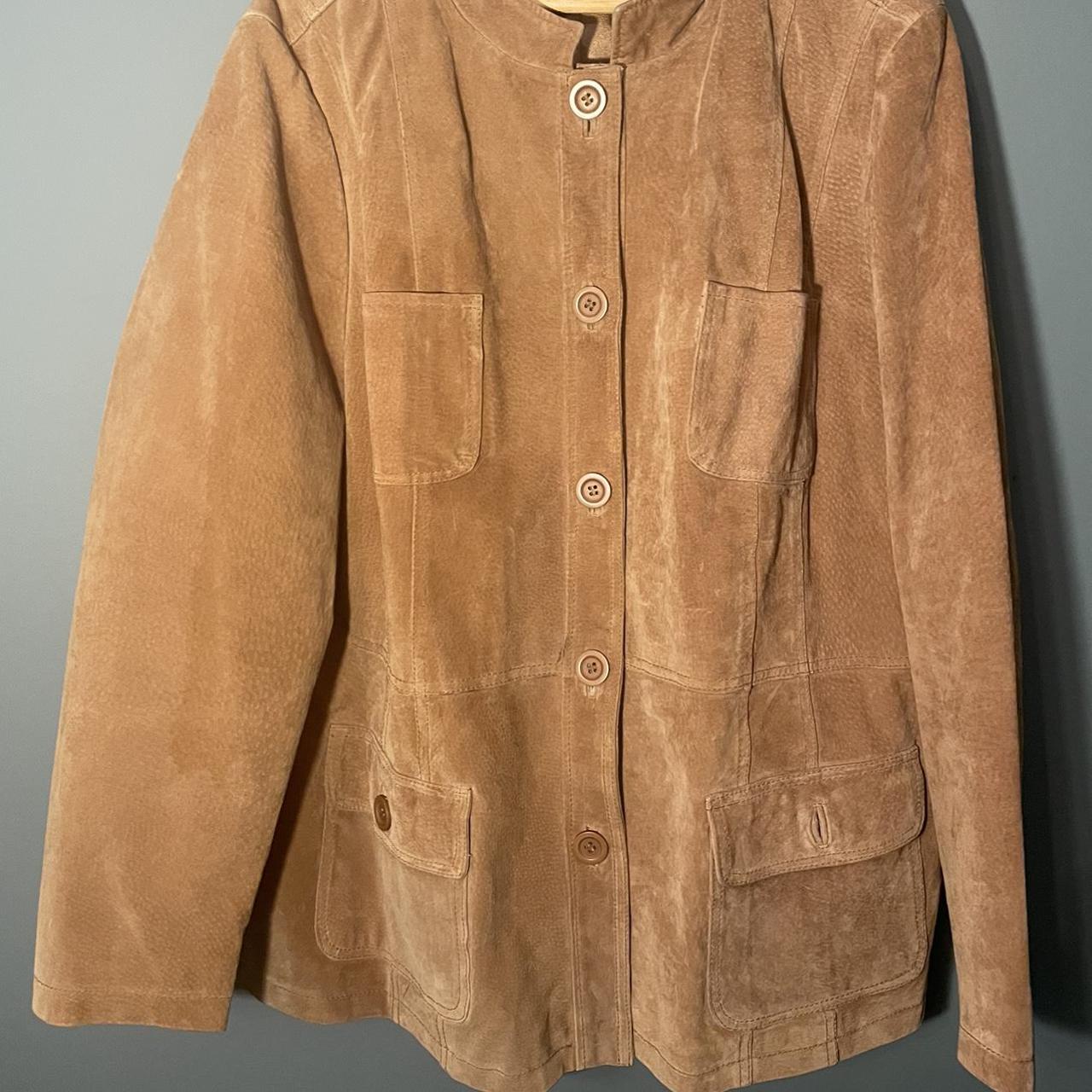 VINTAGE SUEDE TAN JACKET Super heavy good quality... - Depop
