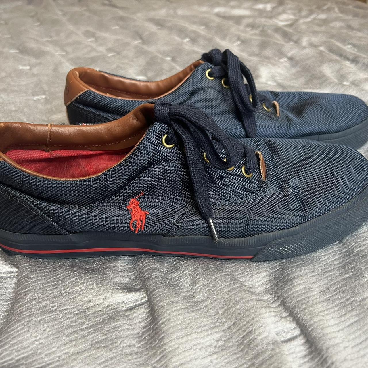 Polo Ralph Lauren Navy blue/ Red Shoes, reflective,... - Depop