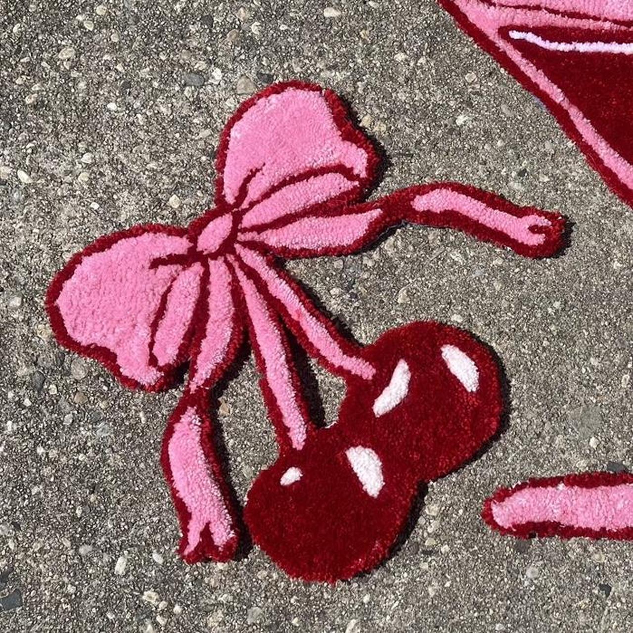 Cherries Rug 1ft x 1ft Tufted rug made from... - Depop