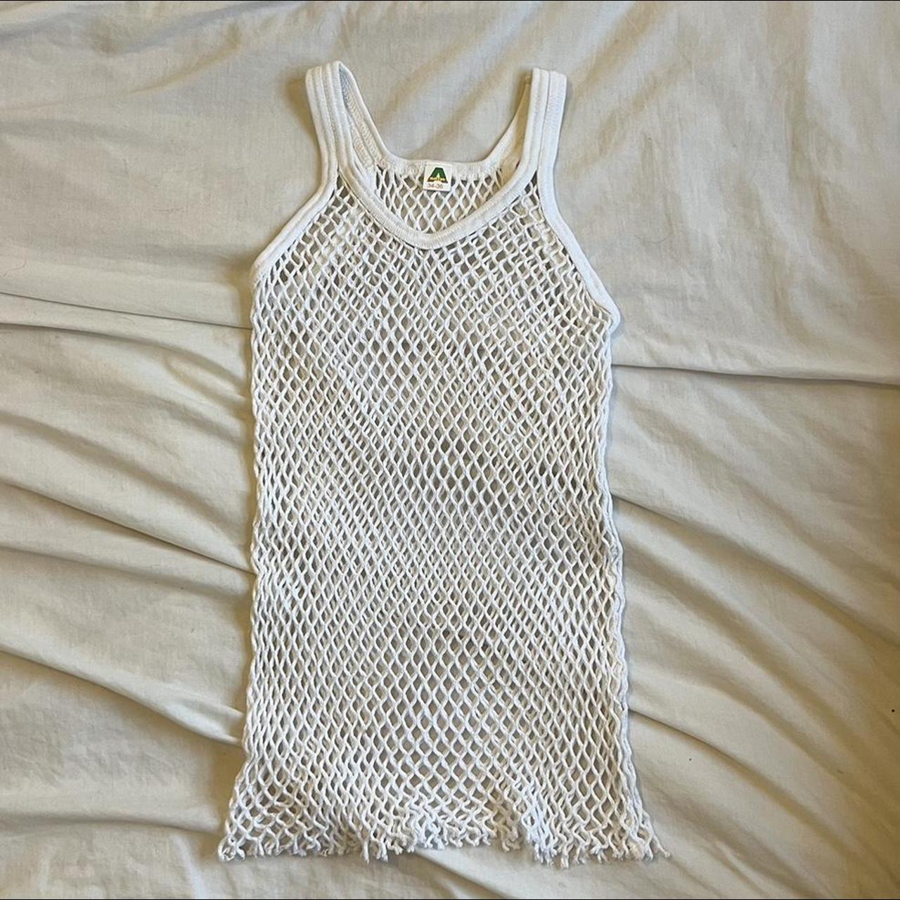 white string vest size 8/10 very stretchy could be... - Depop