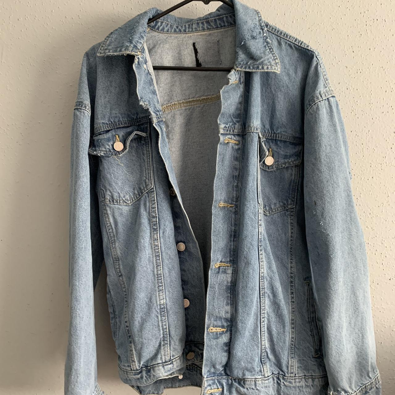 distressed blue denim jacket, Billy Hargrove vibes... - Depop