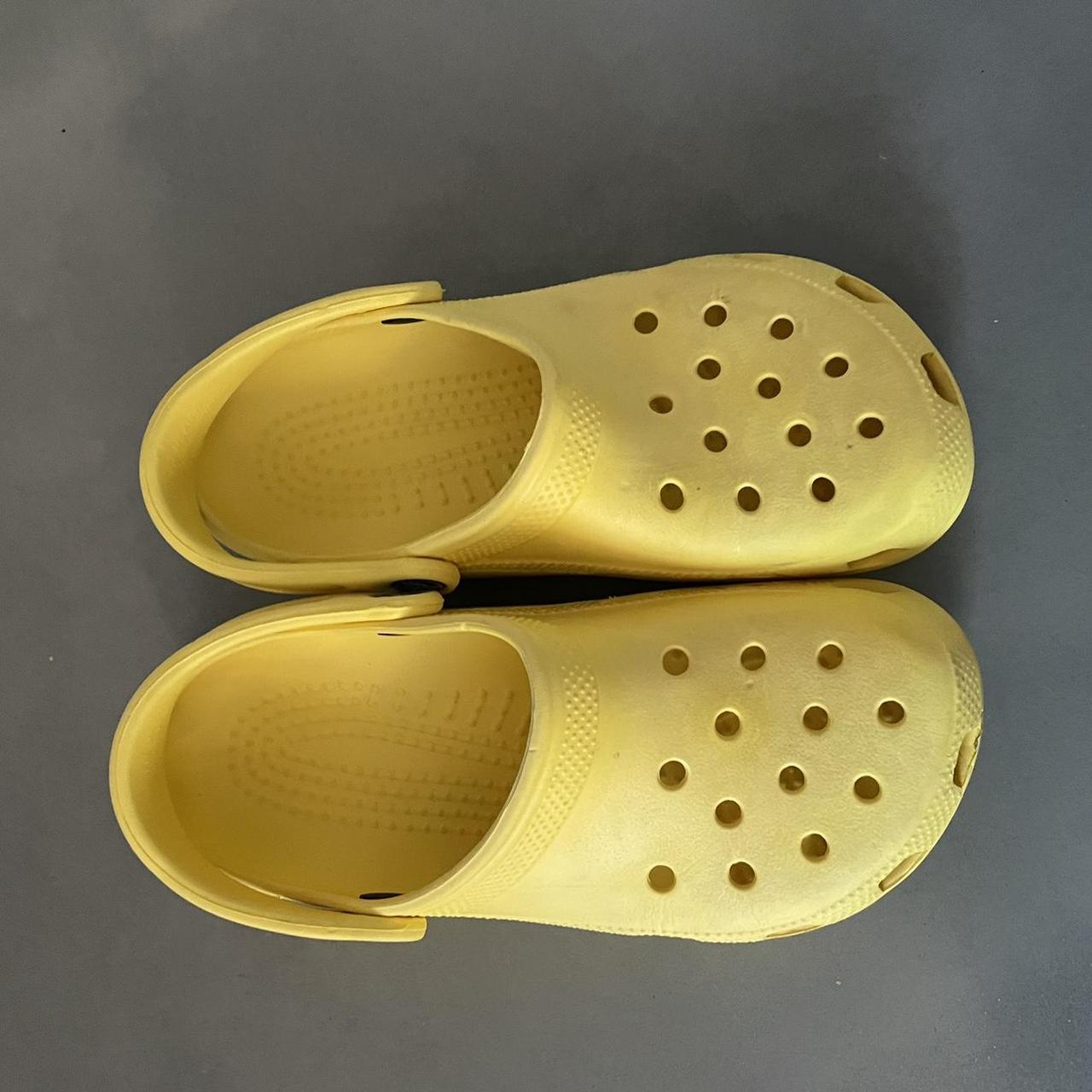 Yellow Crocs. M6/W8. Signs of wear but in good... - Depop