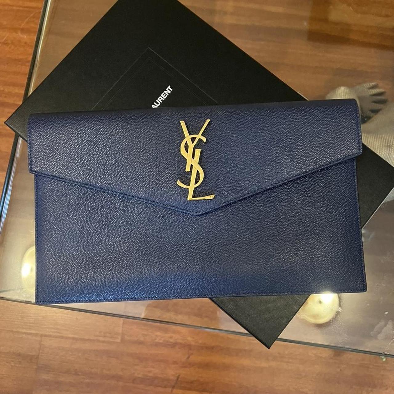 Yves Saint Laurent Women's Blue and Navy Bag | Depop