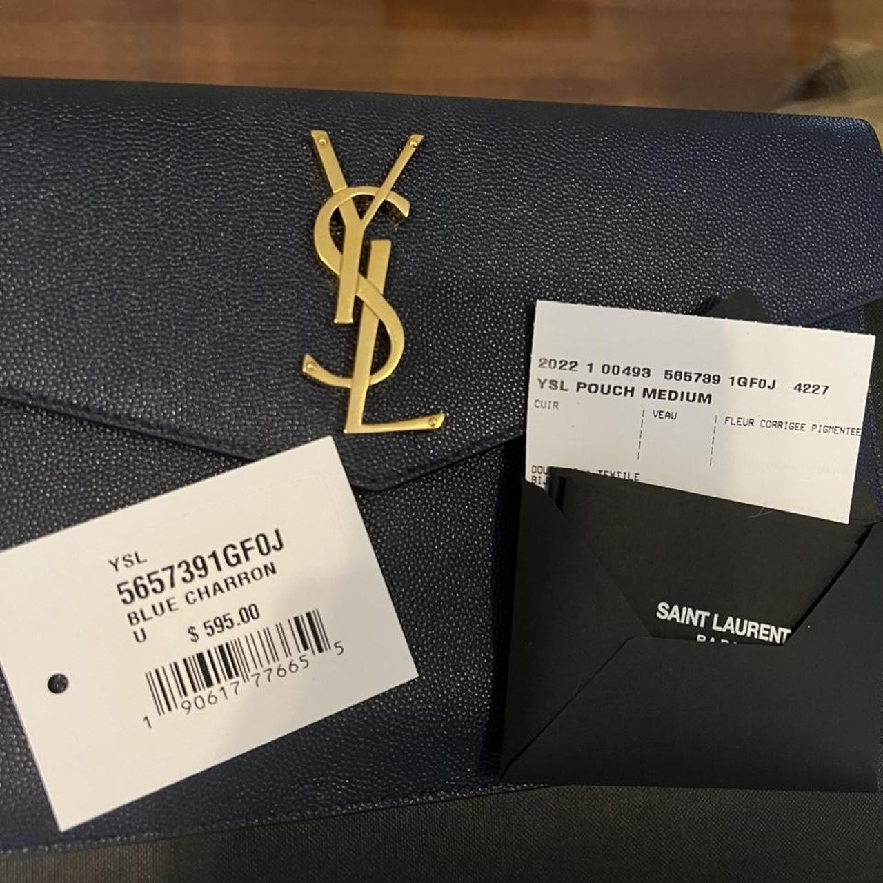 Yves Saint Laurent Women's Blue and Navy Bag | Depop