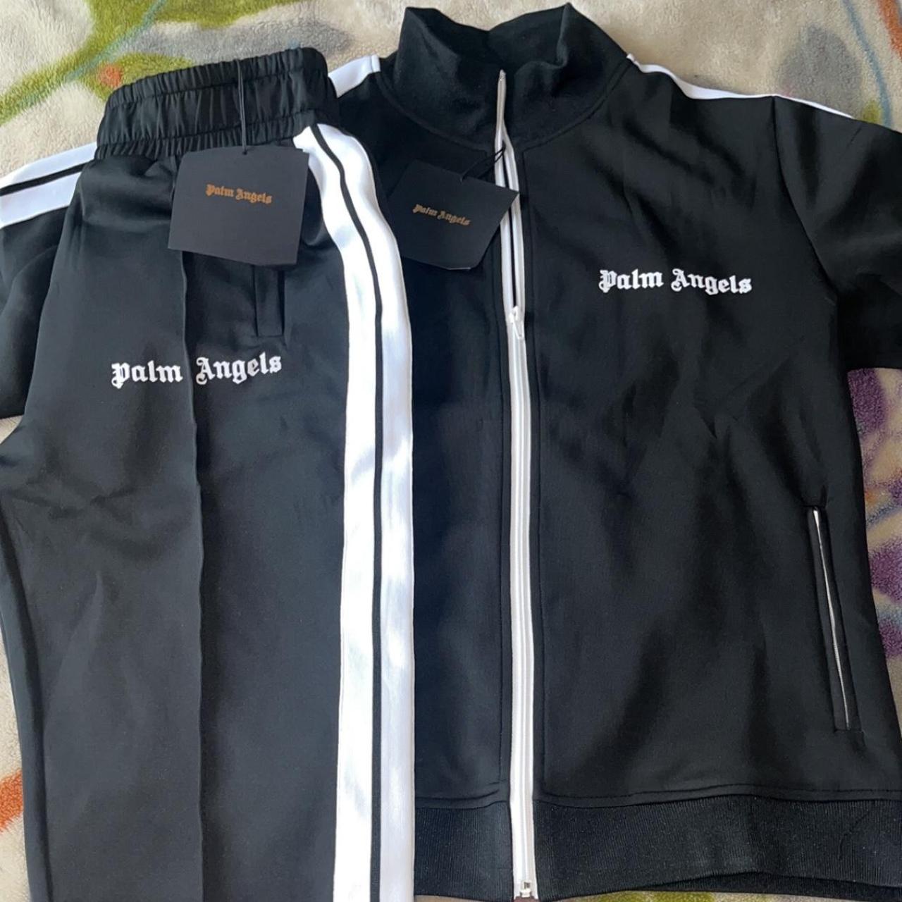 Palm Angels Men's Black and White Top | Depop