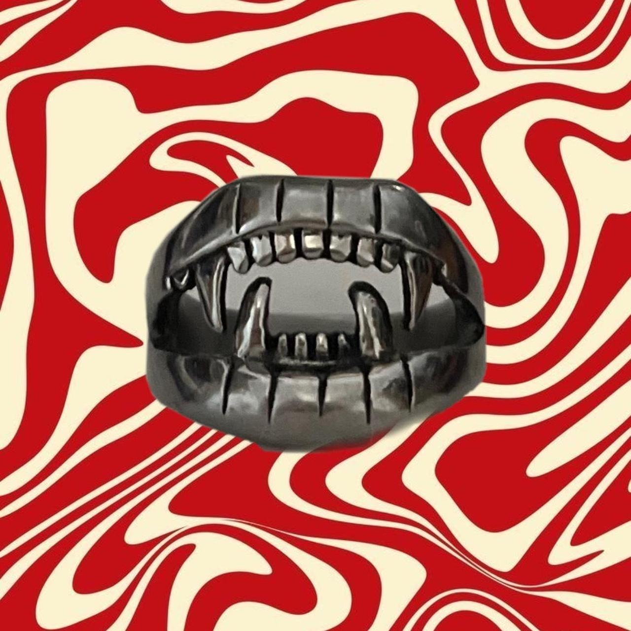 DOPE STAINLESS STEEL FANGS RING SIZE 6... - Depop