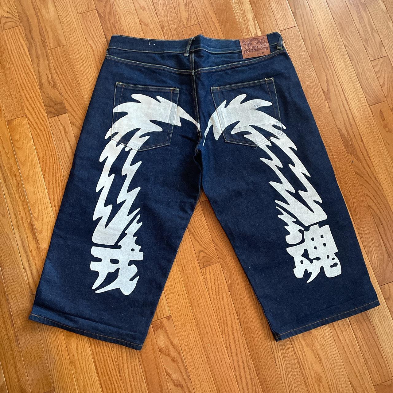 OG EVISU DAICOCK JORTS/CAPRI 38x26 DM FOR... - Depop